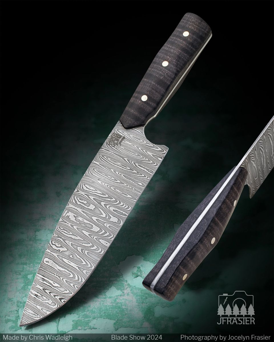 Ladder Pattern Damascus Chef Knife